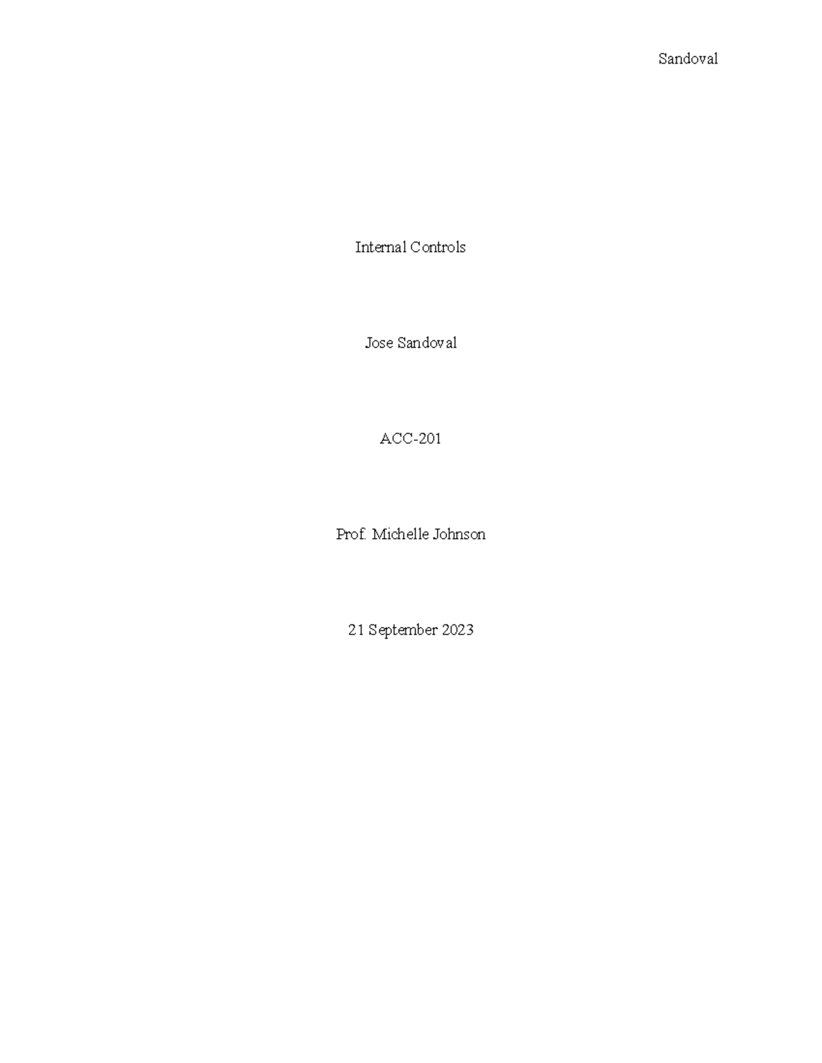 ACC201 Internal Controls MOD 4 - Internal Controls Jose Sandoval ACC ...