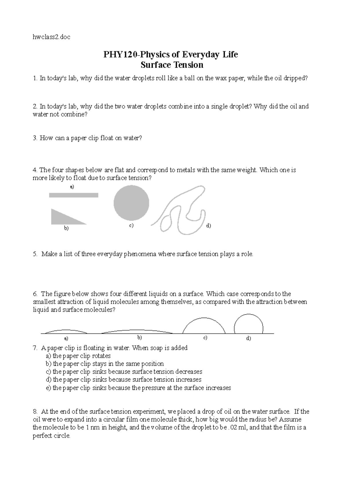 Hwclass 2 - Homework assignment 2 - hwclass2 PHY120-Physics of Everyday ...
