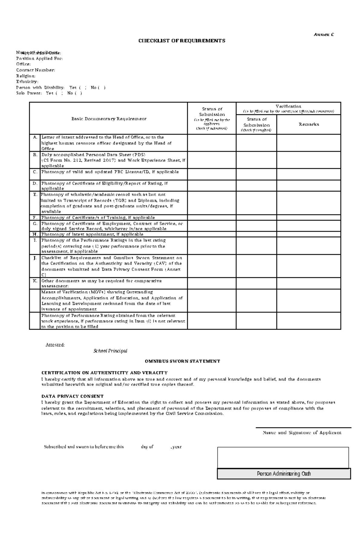 Annex-C Checklist-of-Requirements-and-Omnibus-Sworn-Statement - Person ...