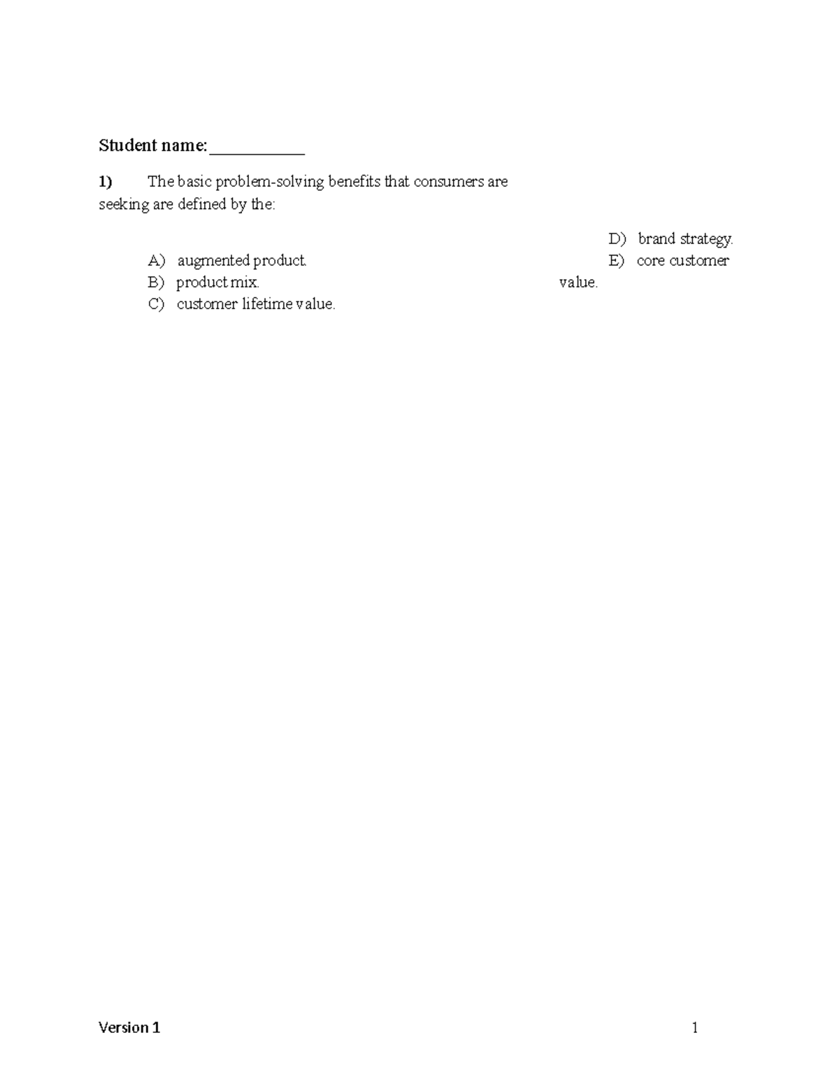 Chapter 09 Test Bank Version 1 Student Name The Basic