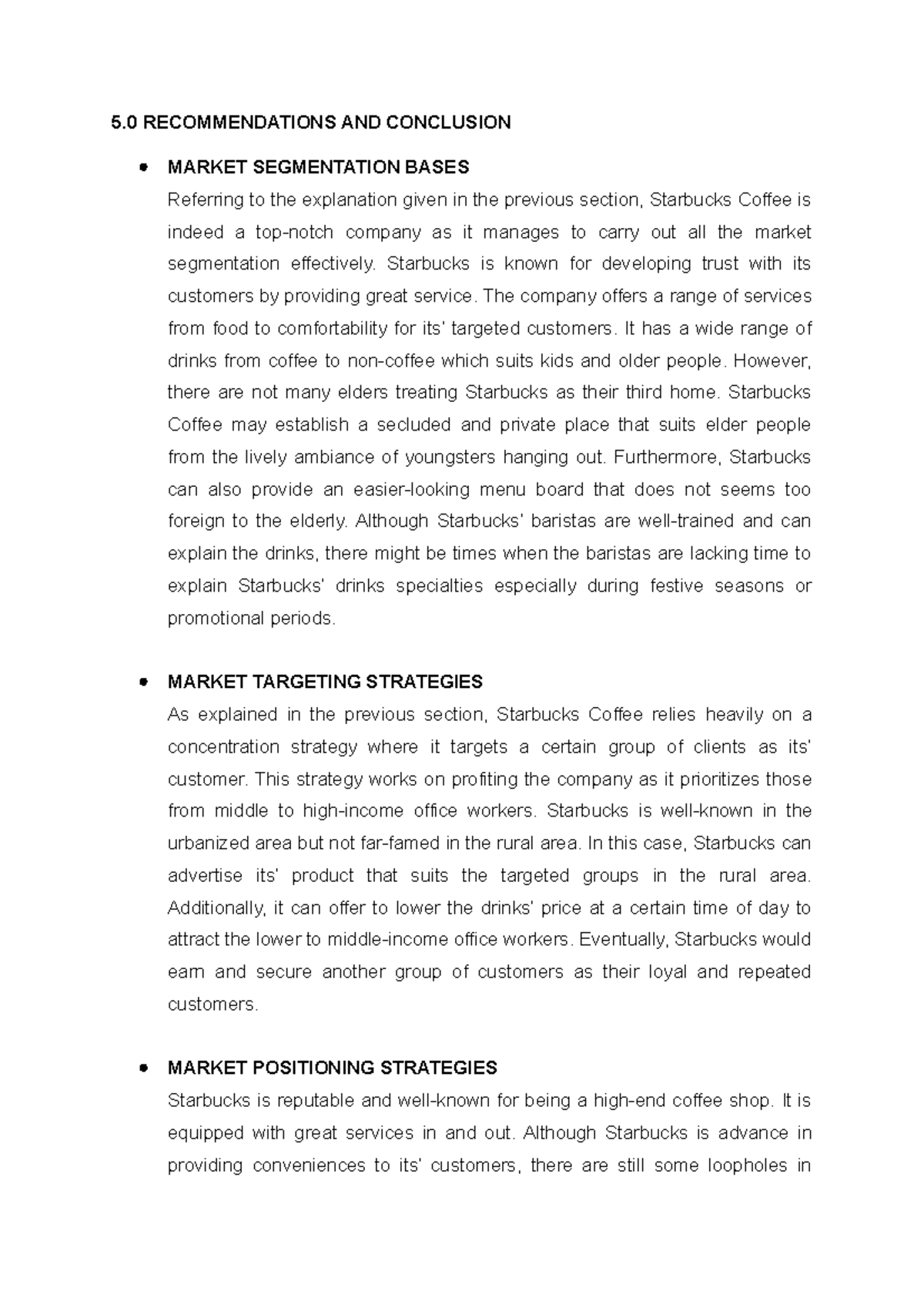Recommendations and conclusion - MKT420 - 5 RECOMMENDATIONS AND ...