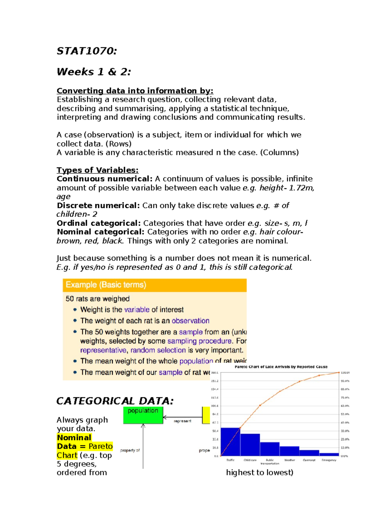 STAT1070 notes - STAT1070: Weeks 1 & 2: Converting data into ...