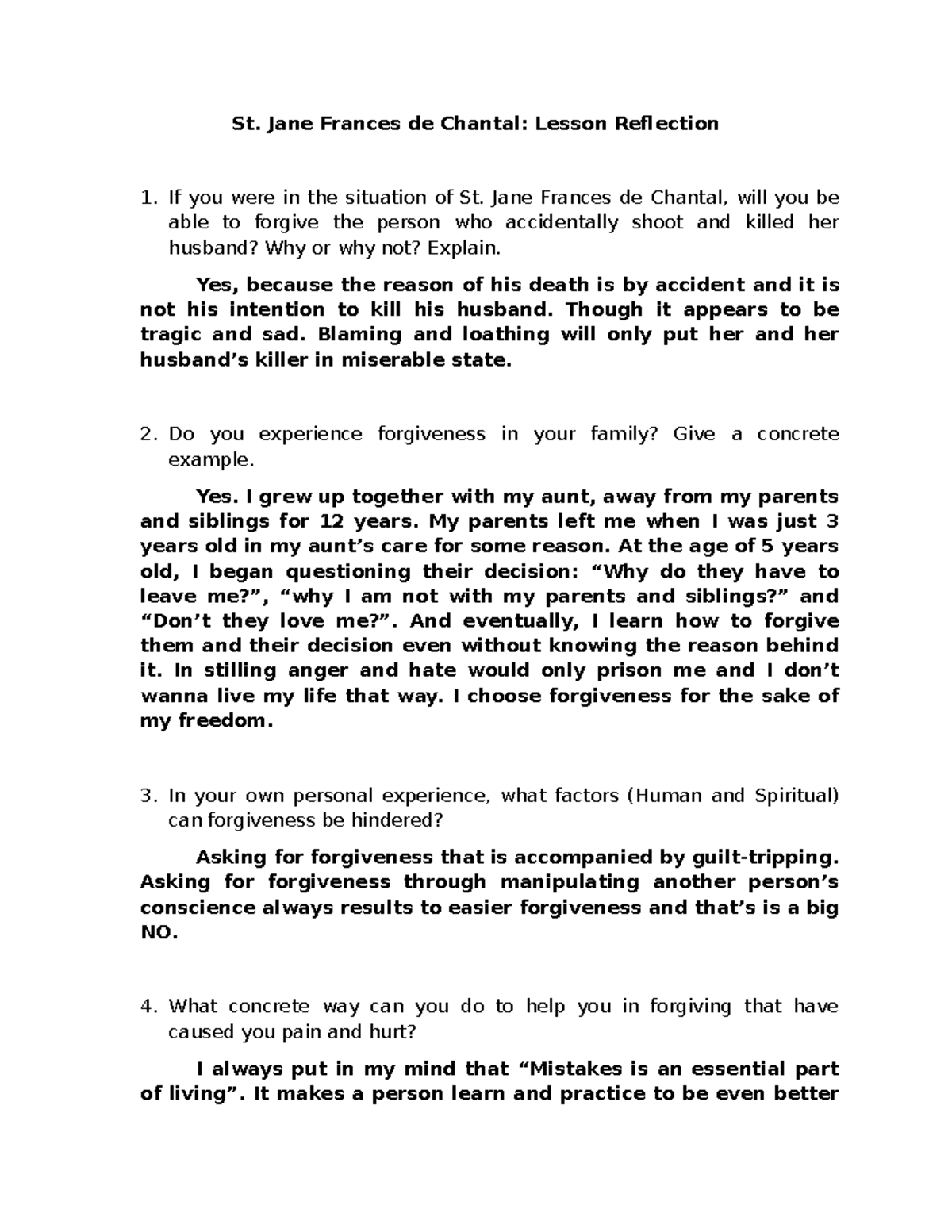 St. Jane Frances de Chantal Lesson Reflection - St. Jane Frances de ...