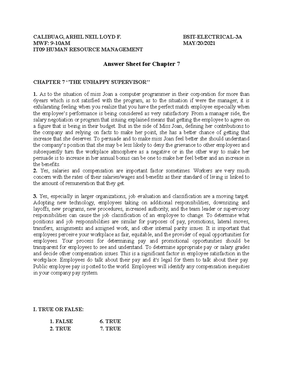 Arhil NEIL LOYD F. Calibuag HRM Chapter 7 - CALIBUAG, ARHIL NEIL LOYD F ...