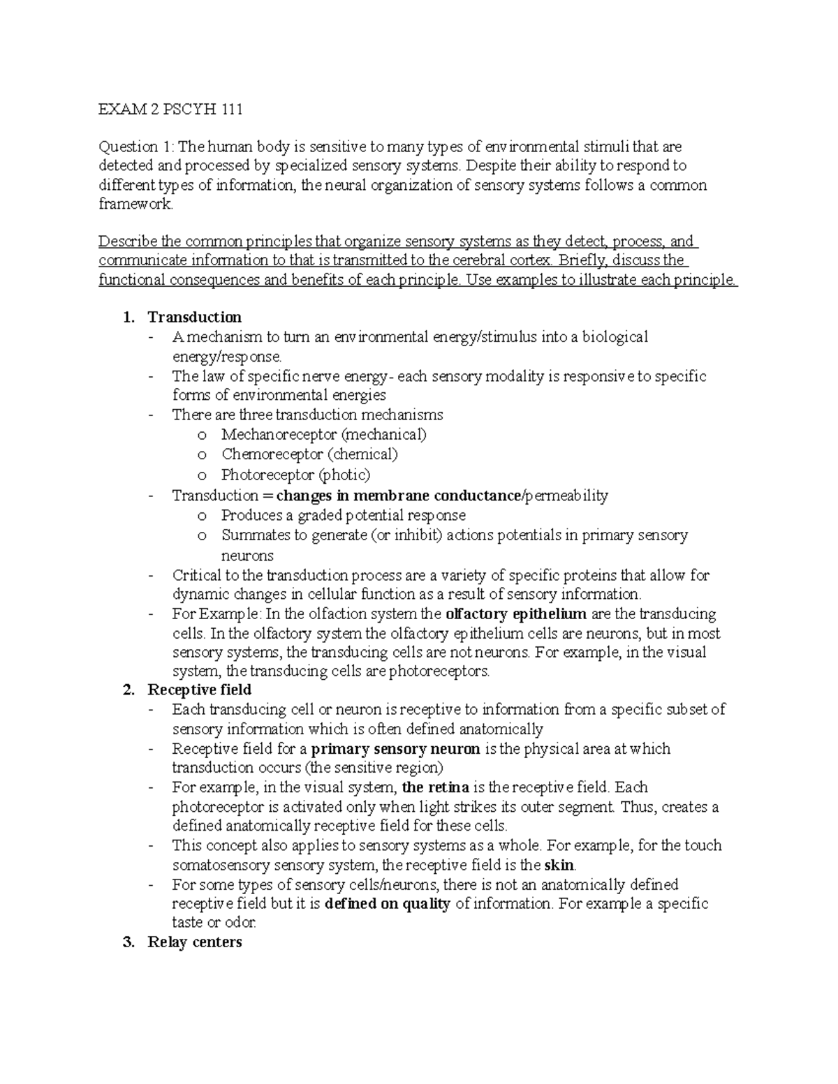 Pscyh 111 Exam 2 Essay Question Answer - EXAM 2 PSCYH 111 Question 1 ...