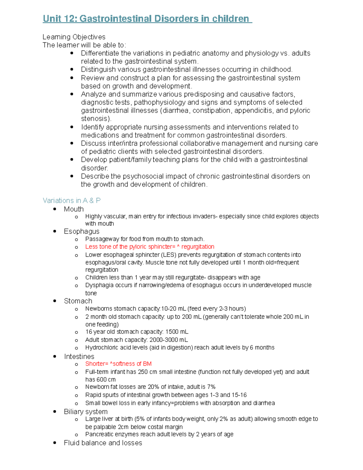 Unit 12:13- GI:GU (302) - Unit 12: Gastrointestinal Disorders in ...