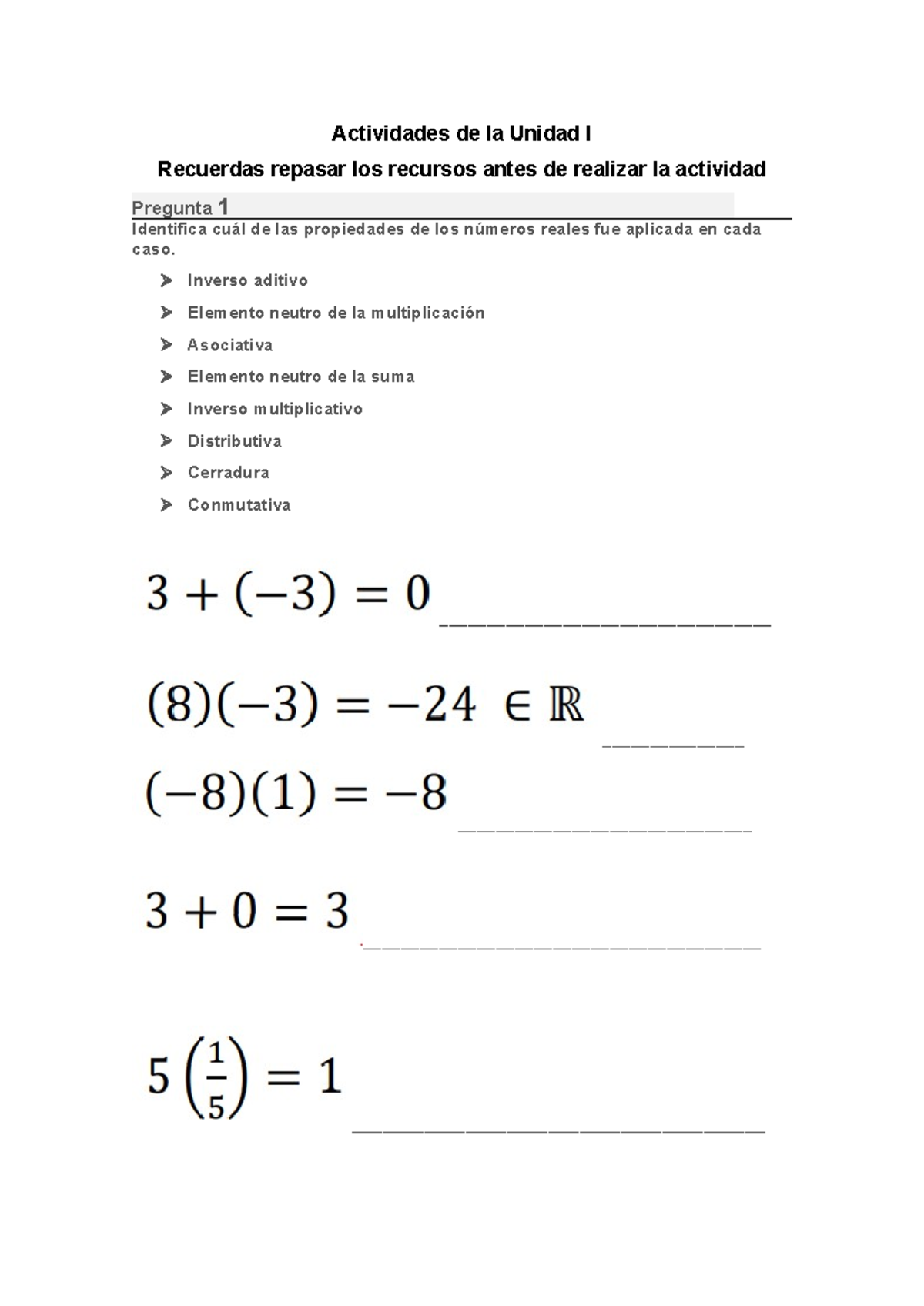 Actividades de la Unidad. I feb 2024 - Actividades de la Unidad I ...