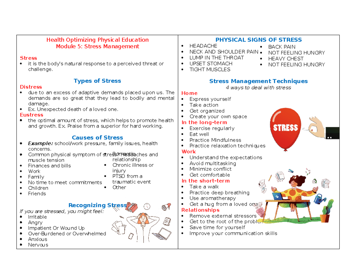 HOPE - Stress Management - Health Optimizing Physical Education Module ...