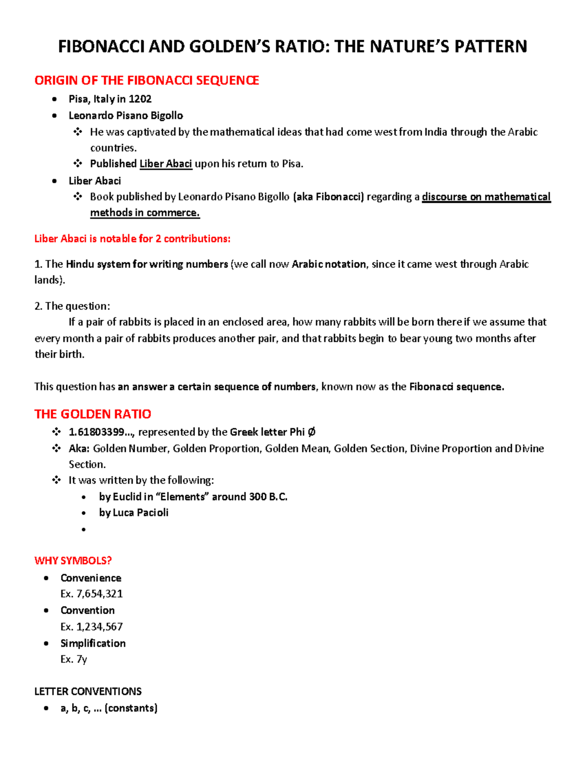 Modern Math : Nature's Pattern - FIBONACCI AND GOLDEN’S RATIO: THE ...