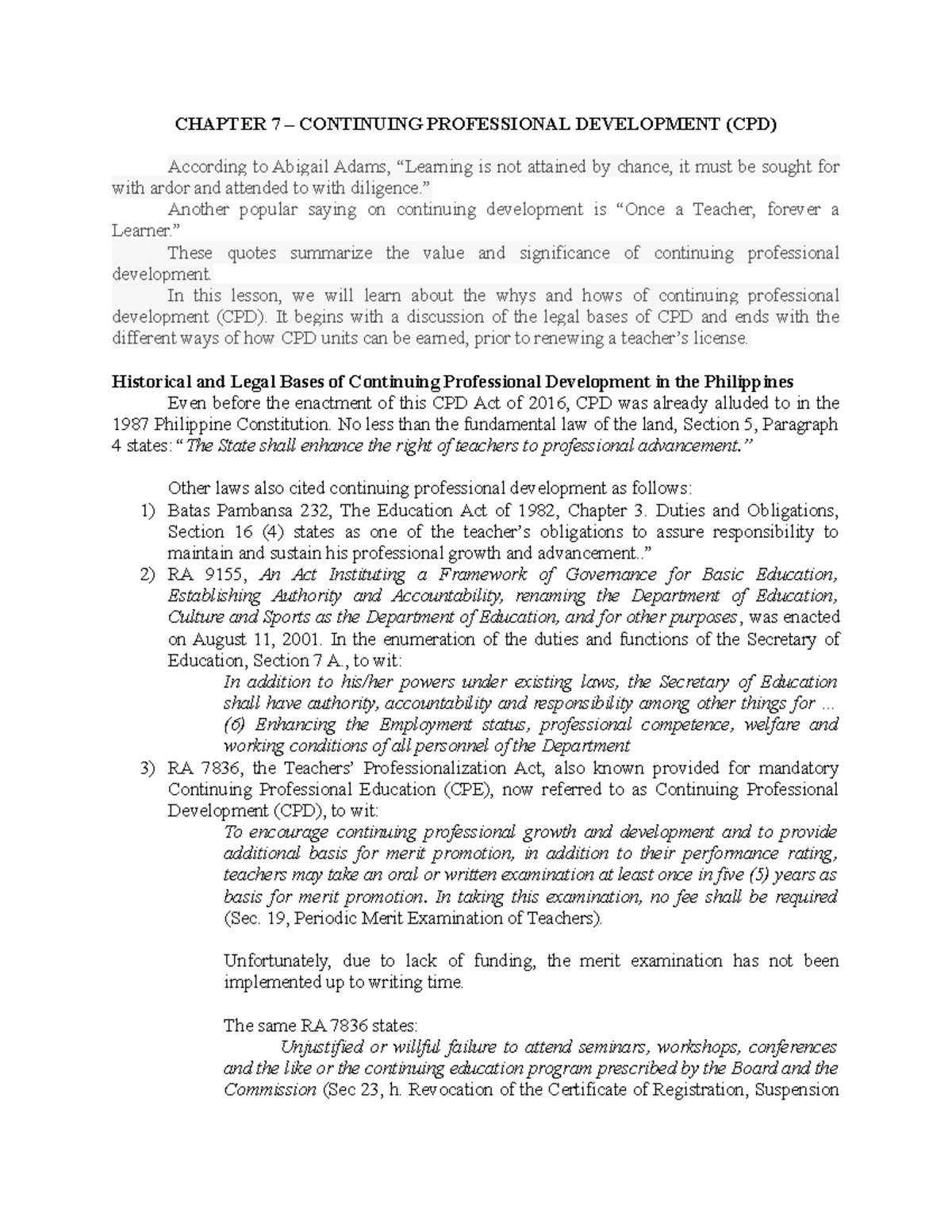 Chapter-7-Continuing-Professional-Development - CHAPTER 7 – CONTINUING ...