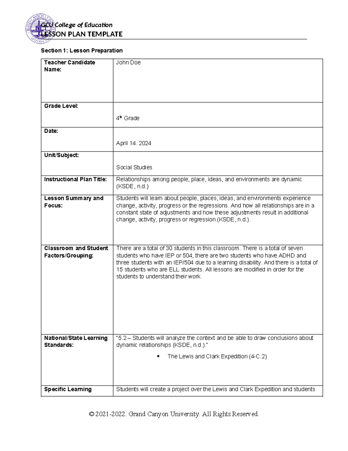 World History Lesson Plan - LESSON PLAN TEMPLATE Section 1: Lesson ...