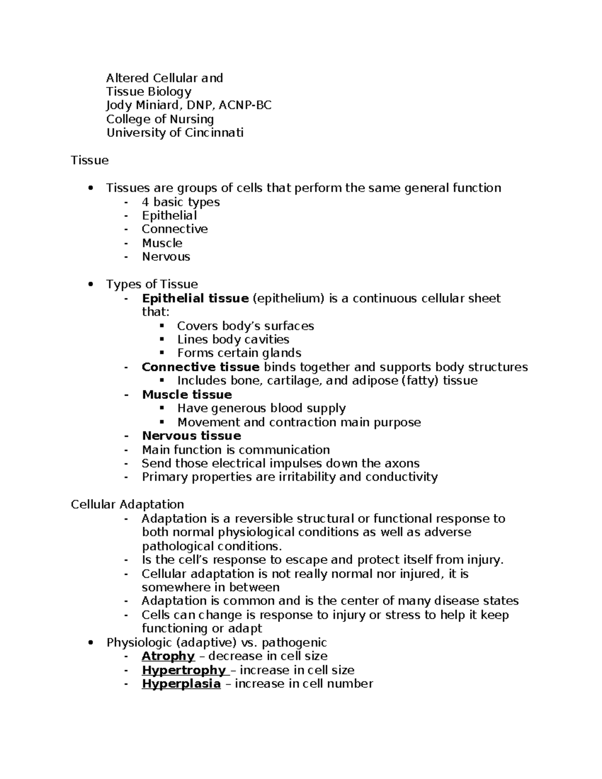 Altered Cellular and Tissue Biology - Altered Cellular and Tissue ...