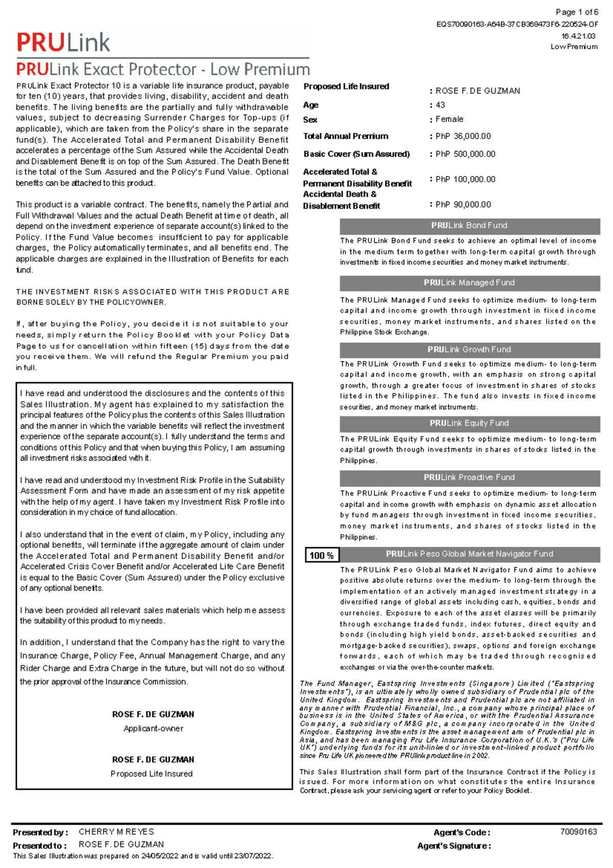 PEP 10 LP ROSE F - English lesson - Page 1 of 6 100 % PRULink Bond Fund ...