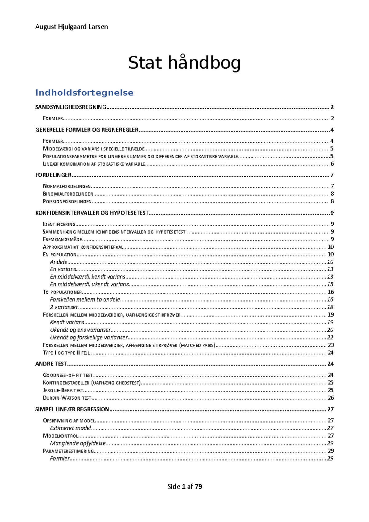 Stat-håndbog - Formler etc. - Stat håndbog - Studocu