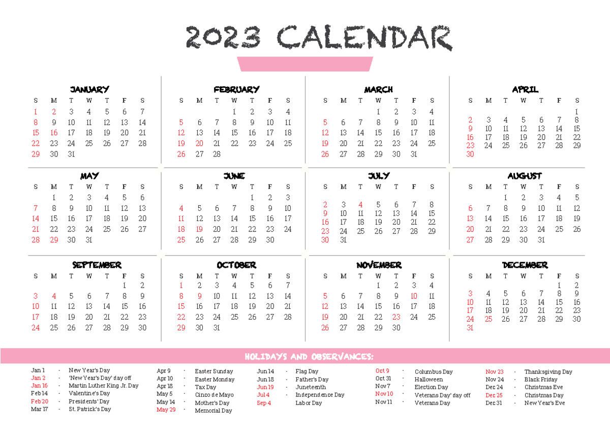 2023 Calendar VL Calendar(2) - 2023 CALENDAR Jan 1 Jan 2 Jan 16 Feb 14 ...