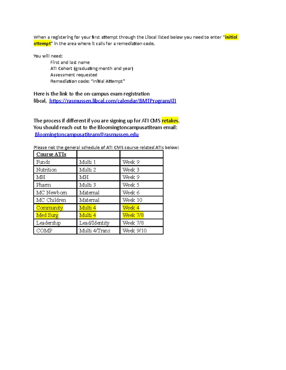 ATI scheduling - ati - When a registering for your first attempt ...