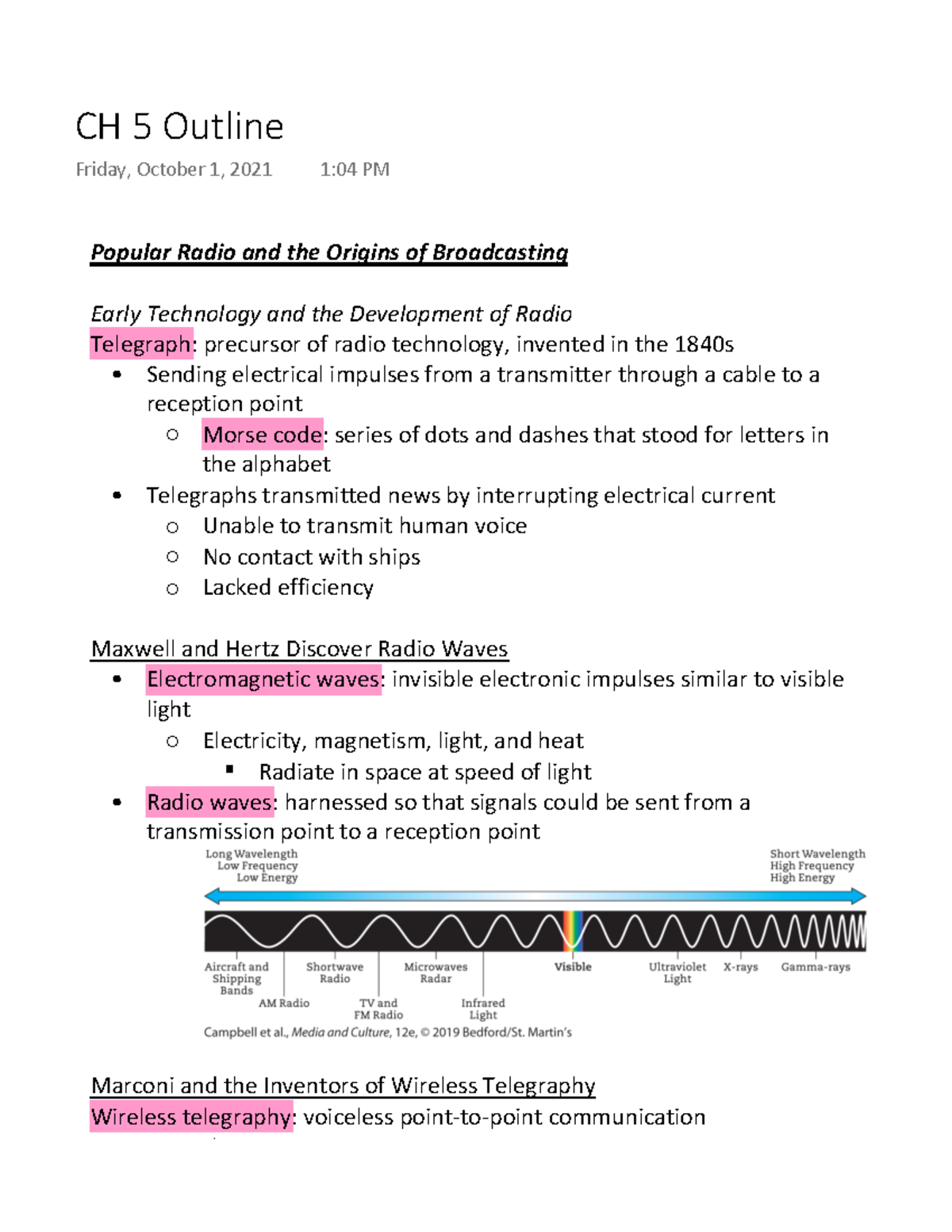 CH 5 Outline - Popular Radio and the Origins of Broadcasting Early ...