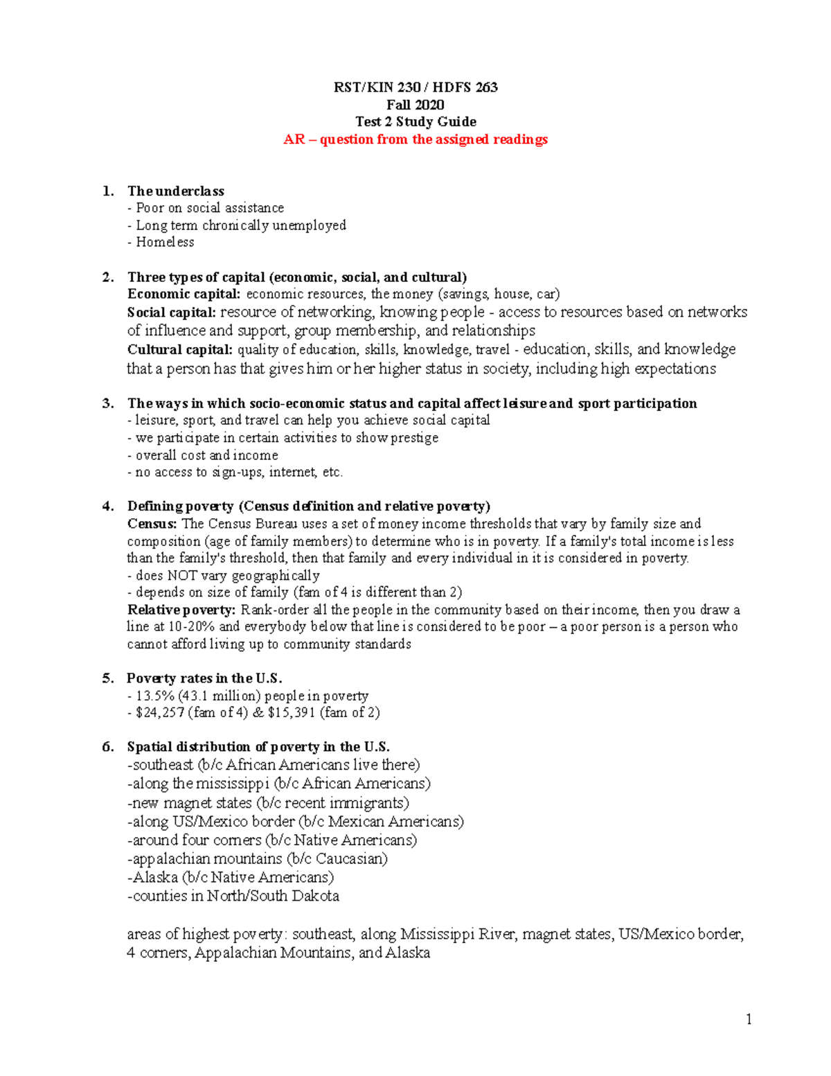 RST 230 Review Guide - Lecture notes from exam - RST/KIN 230 / HDFS 263 ...