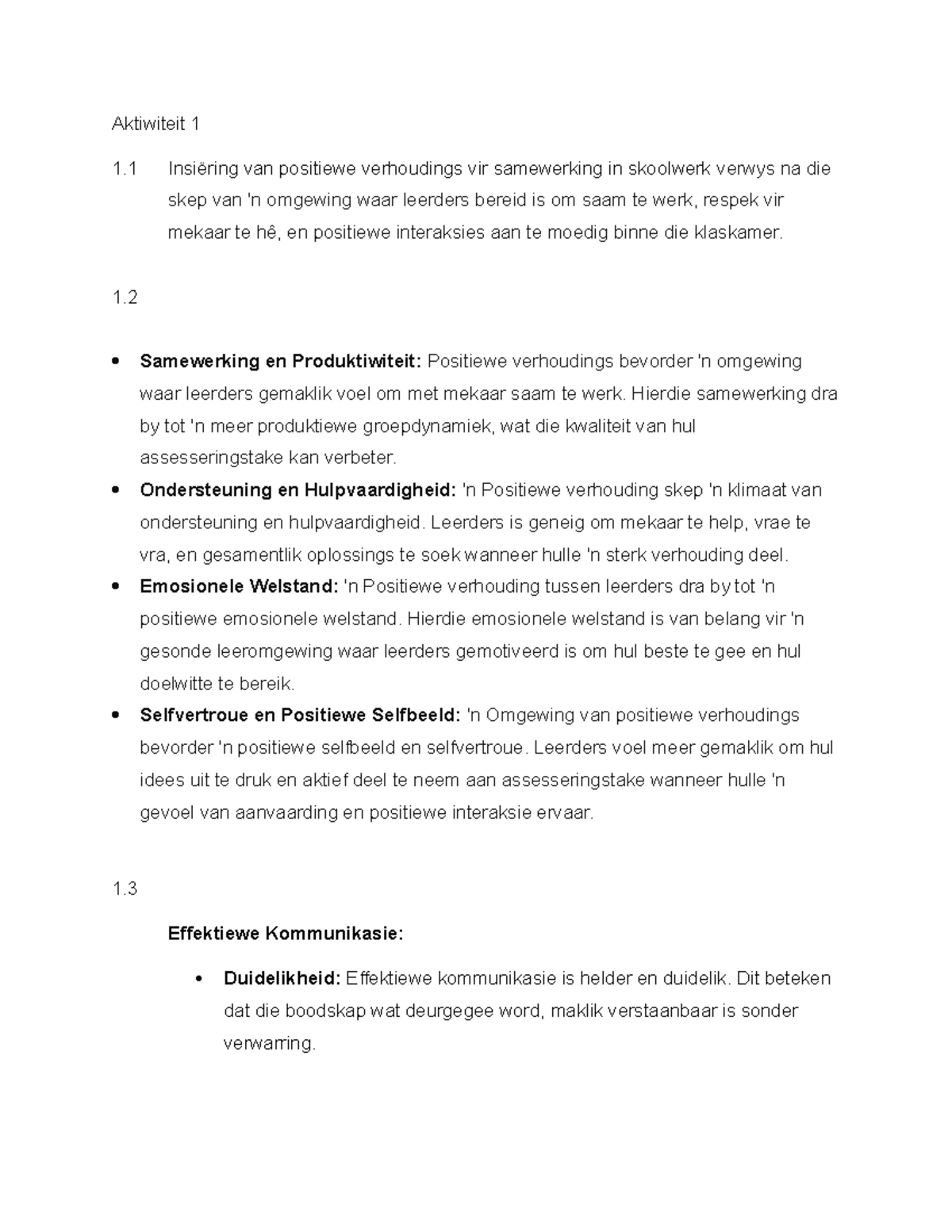 LO TAAK Graad 12 - LO TAAK - Aktiwiteit 1 1 Insiëring van positiewe ...