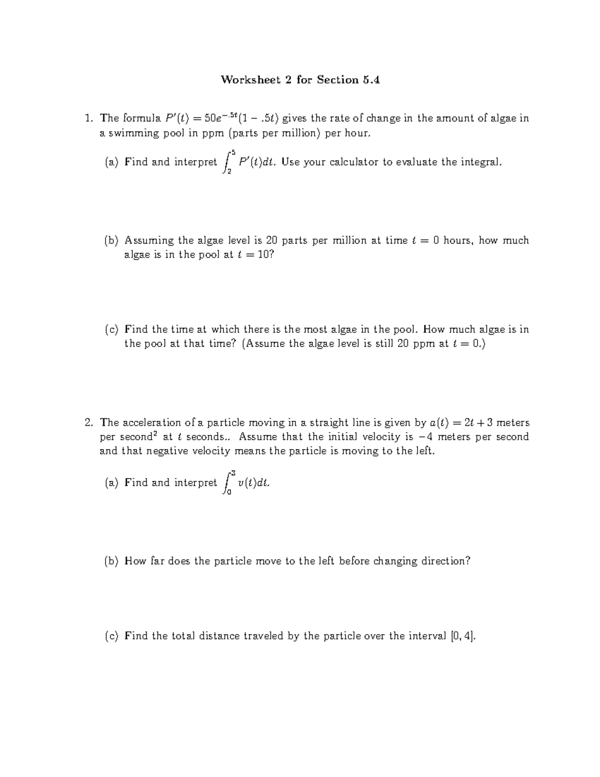 S23worksheet 2 5 4 - Professor Merz Calculus 1 Worksheet - Worksheet 2 ...