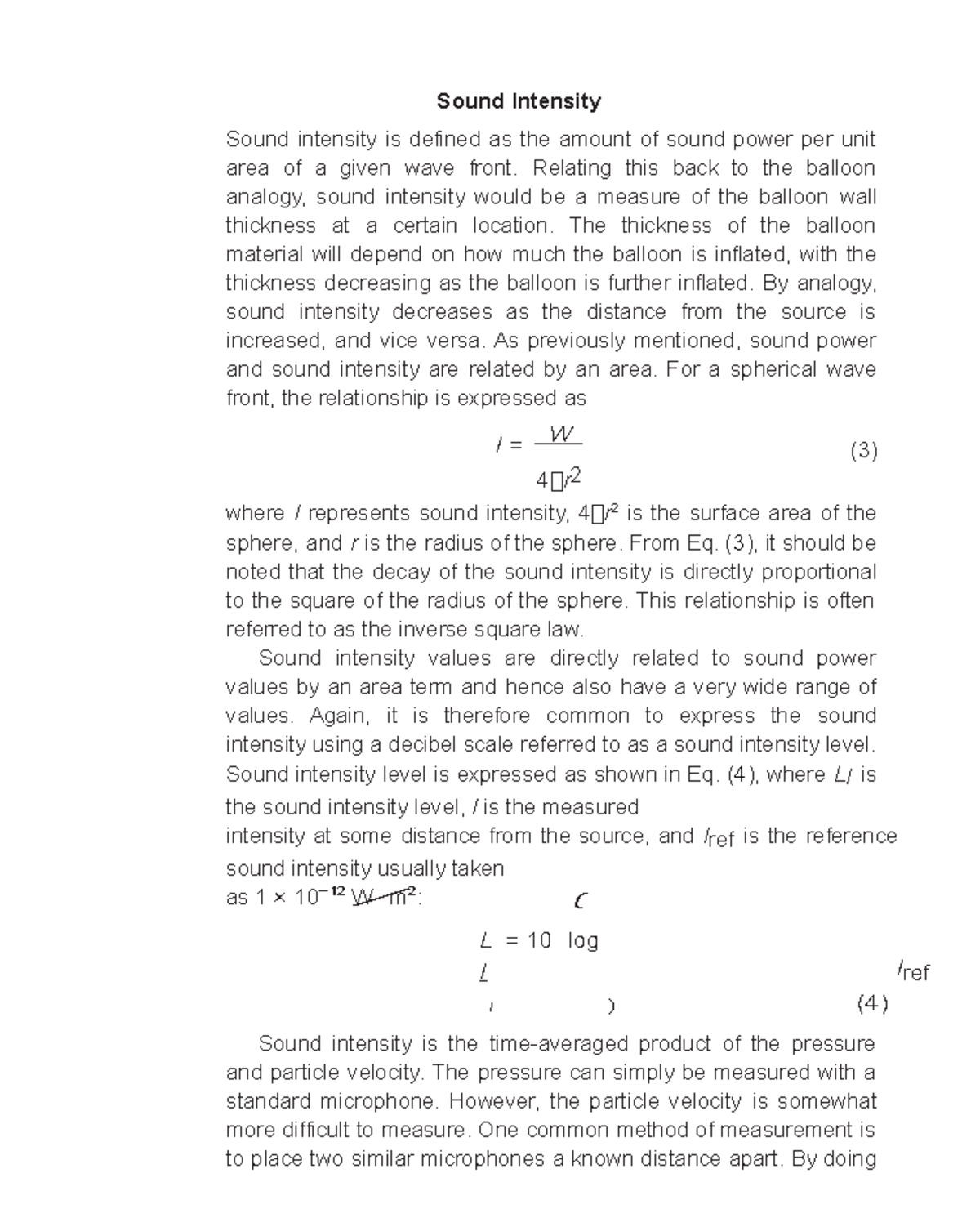 Sound Intensity - Sound Intensity Sound intensity is defined as the ...