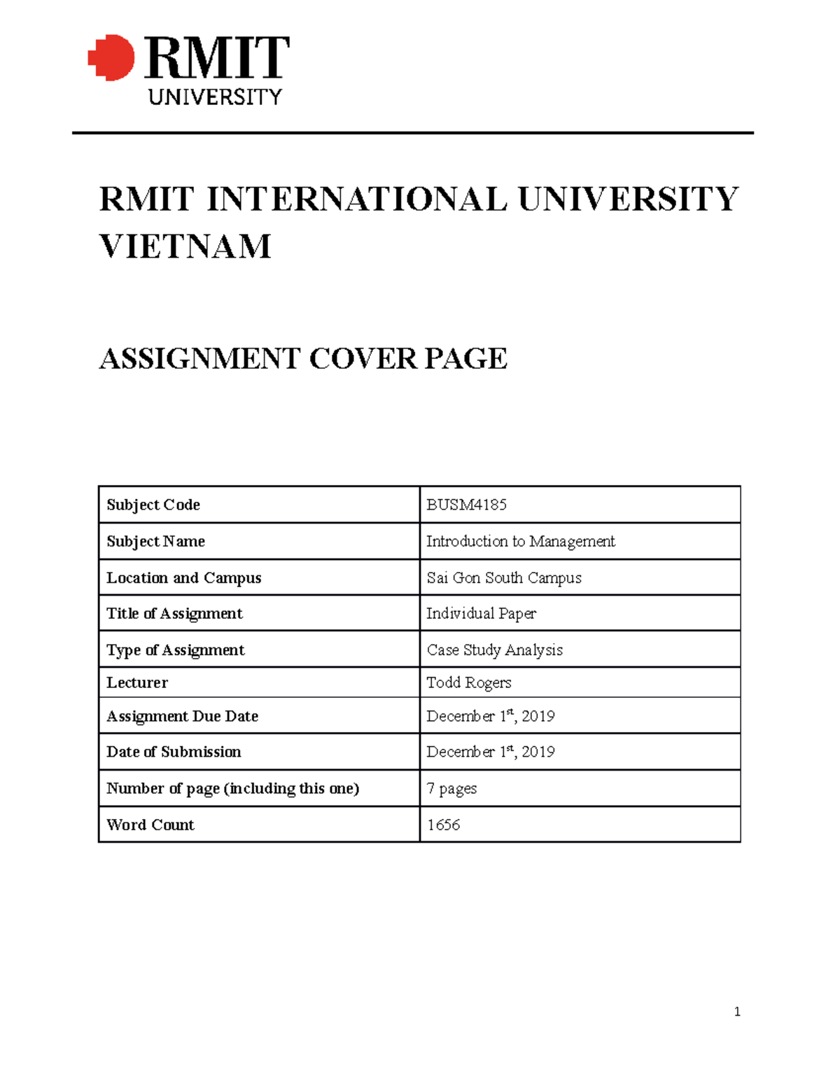 ITM CASE Study- BÀI HD - RMIT INTERNATIONAL UNIVERSITY VIETNAM ...