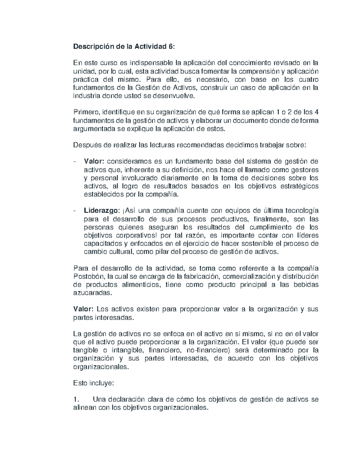 Actividad 6 grupo 6 - trabajo sistema de gestion de activos - Descripción de la Actividad 6 : En ...