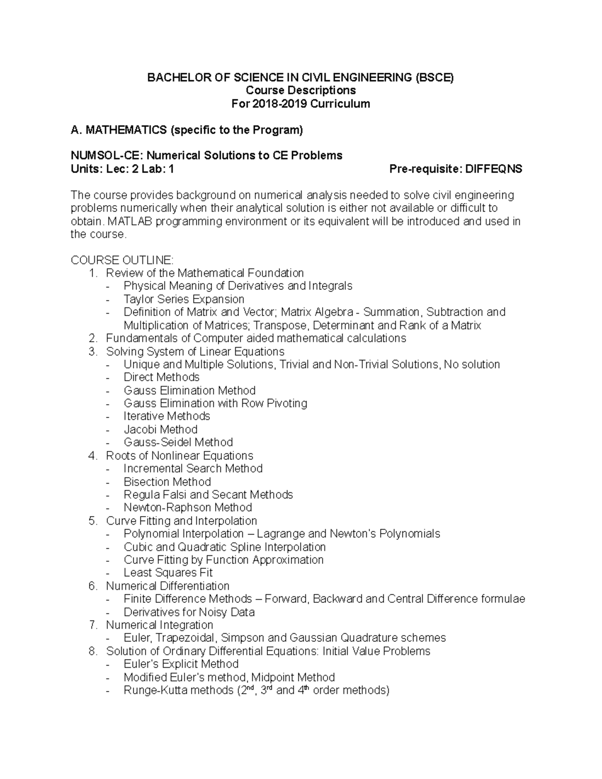 CE Course Description 1: about Civil Engineering - BACHELOR OF SCIENCE ...