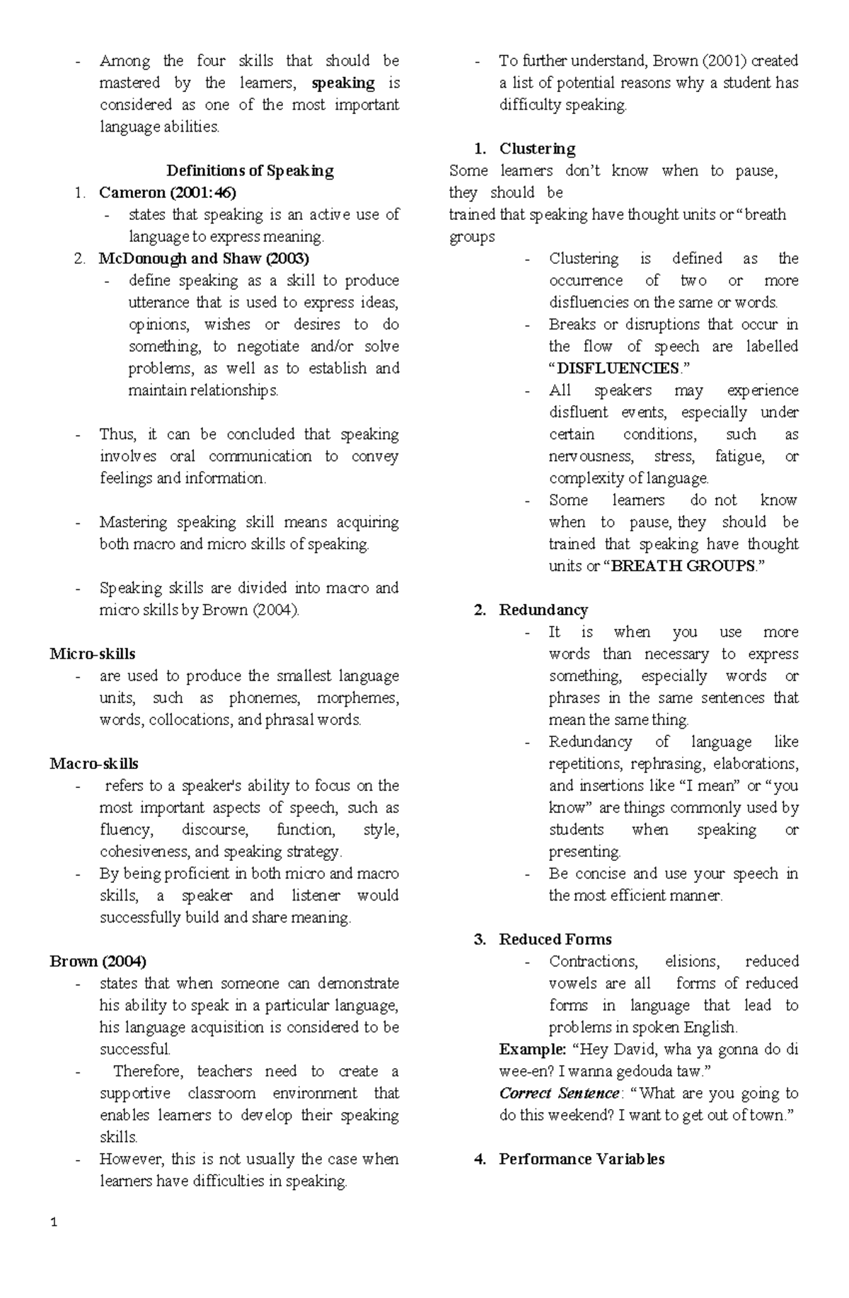 Speaking - G3 - Reviewer - Among the four skills that should be ...