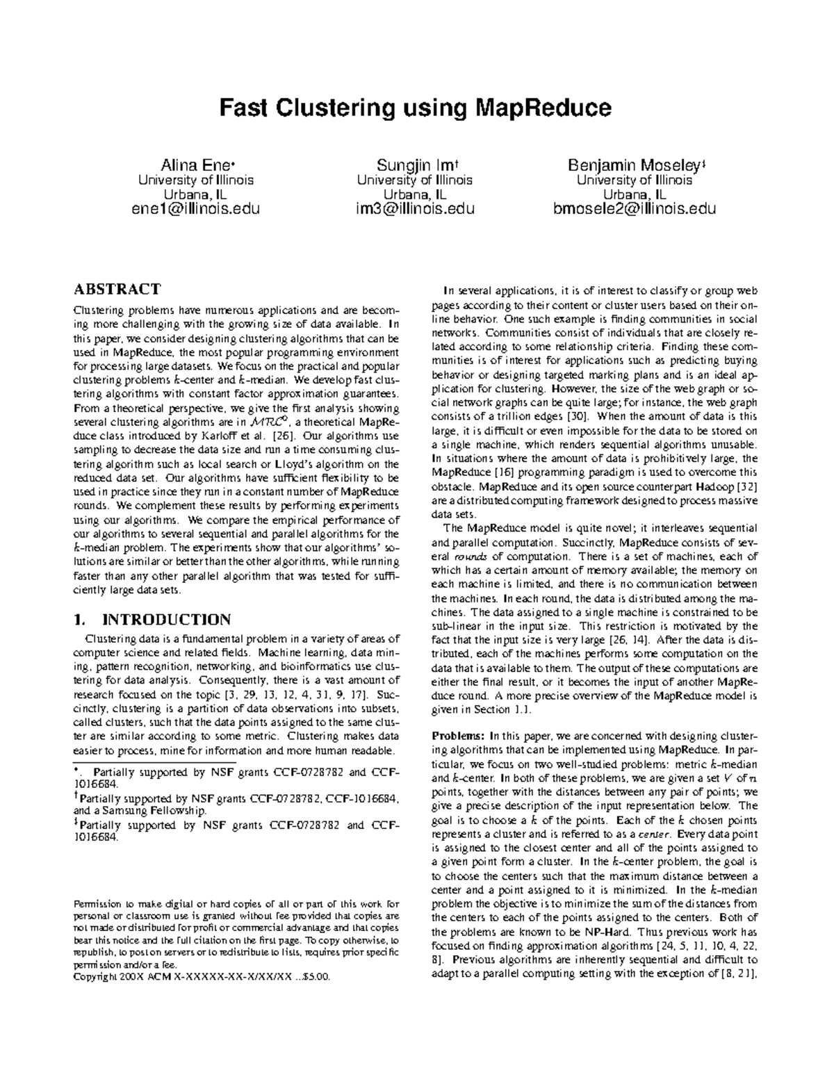 Map Reduce Clustering Kdd Fast Clustering Using Mapreduce Alina Ene∗ University Of Illinois