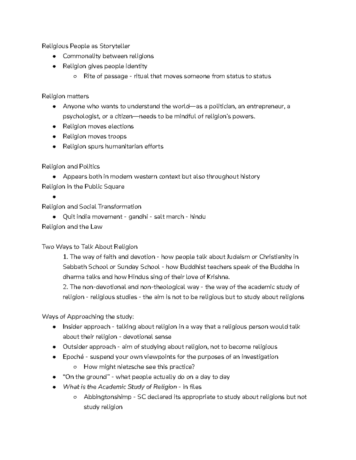 Religion chapter one - Religious People as Storyteller Commonality ...