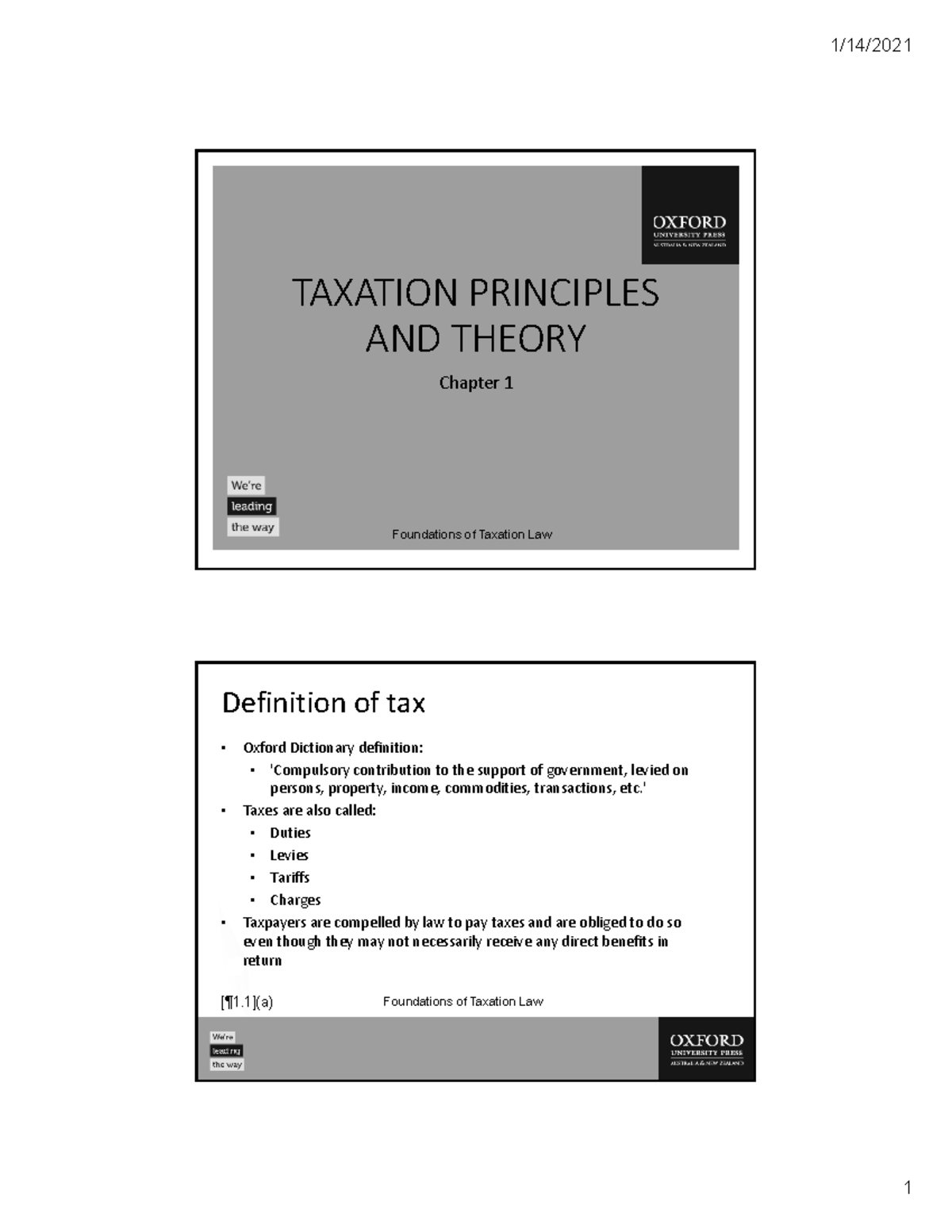 Chapter 1-Taxation Lecture Notes ACCY328 - TA X AT I O N PRINCIPLES AND ...