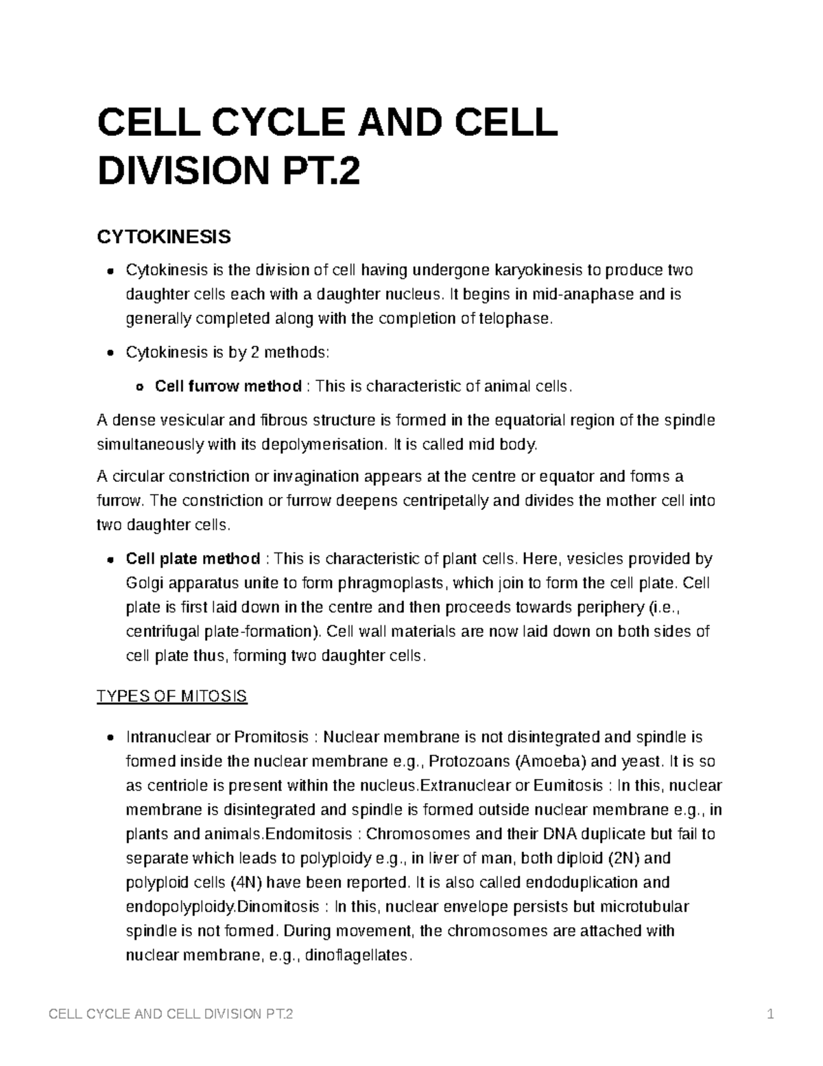 CELL Cycle AND CELL Division PT - CELL CYCLE AND CELL DIVISION PT 1 ...