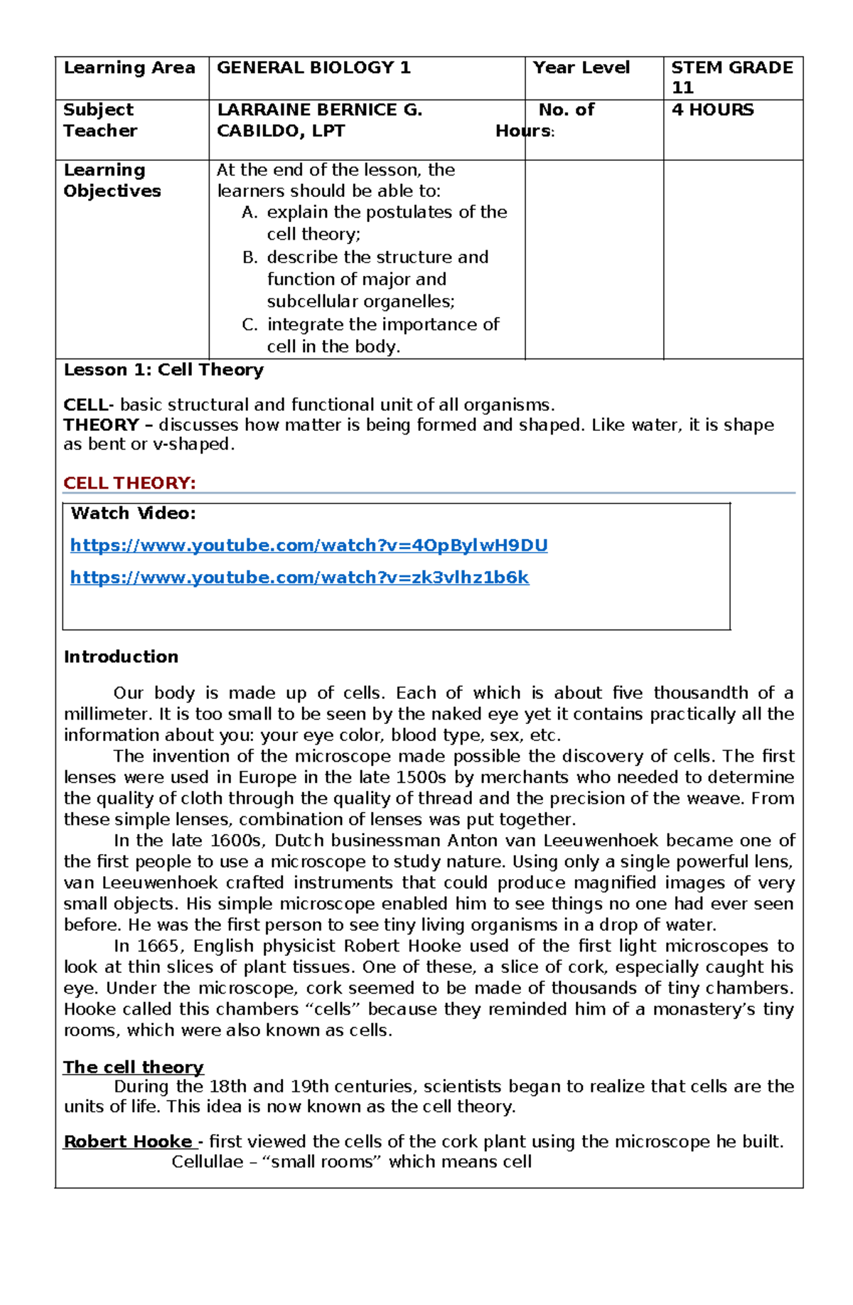 Learning Materials (Gen Bio 1 1-3) - Learning Area GENERAL BIOLOGY 1 ...