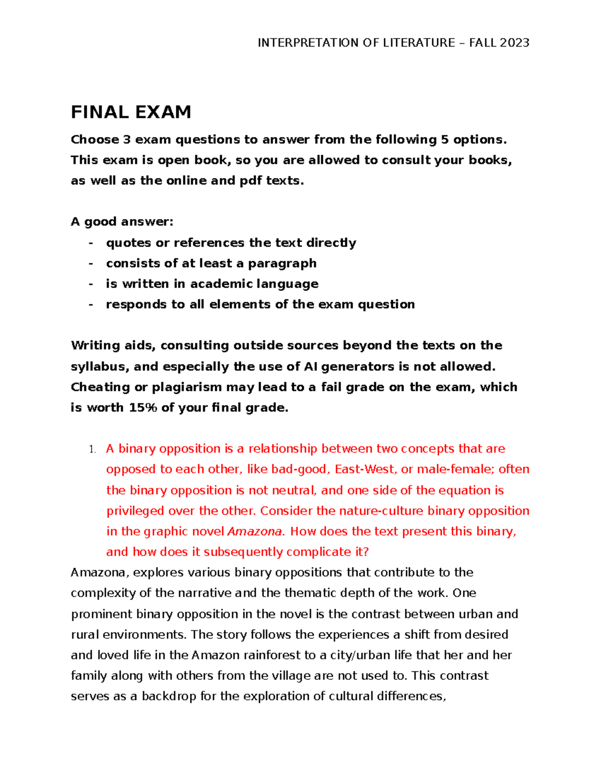 GEL Final Exam study - FINAL EXAM Choose 3 exam questions to answer ...