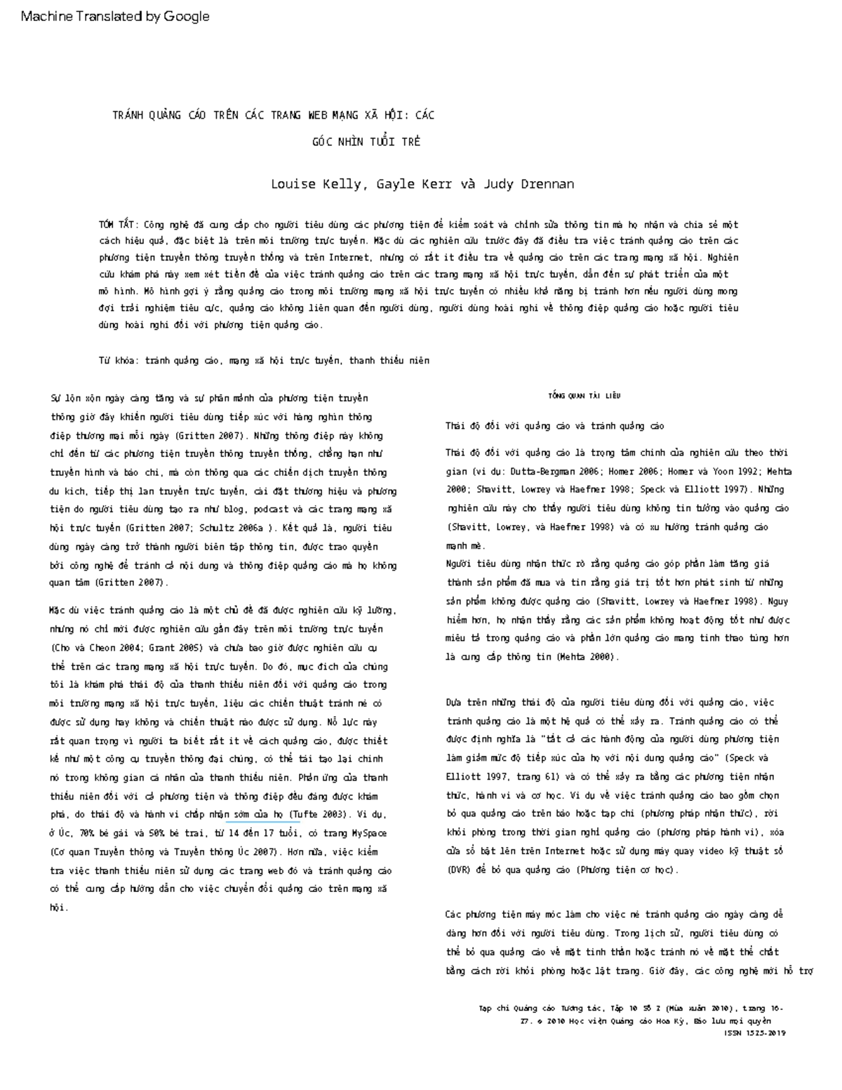 Avoidance of Advertising in Social Netwo - Louise Kelly, Gayle Kerr và ...