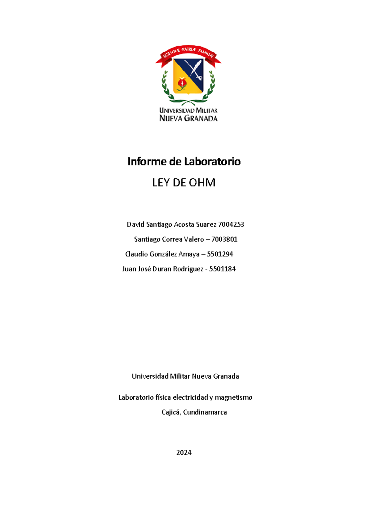 LAB. 5 - Física Electricidad Y Magnetismo - Informe de Laboratorio LEY ...