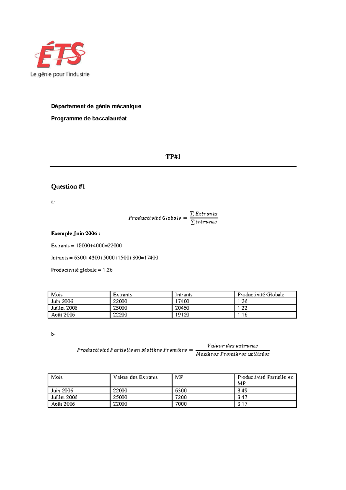 TP1 part2 corrigé MEC402 A16 - Département de génie mécanique Programme de baccalauréat TP ...