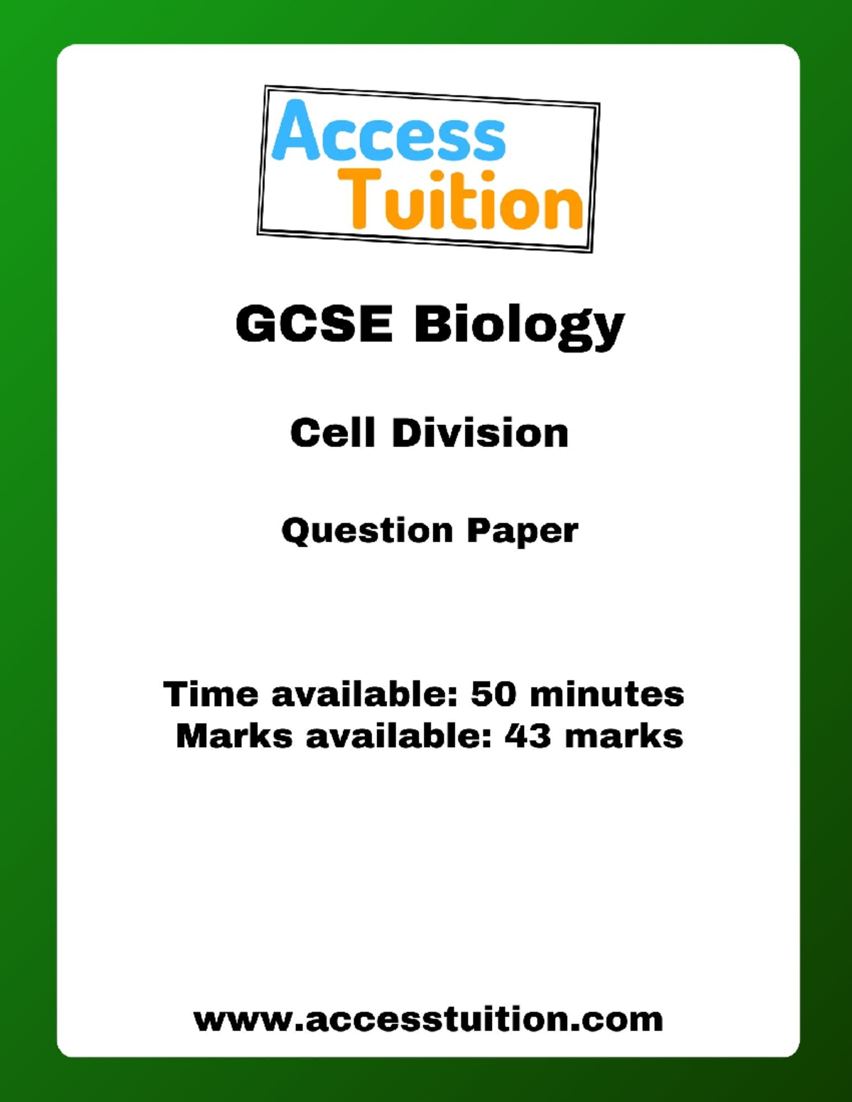 AQA-GCSE-Biology Cell-Division-QP - This question is about the cell ...