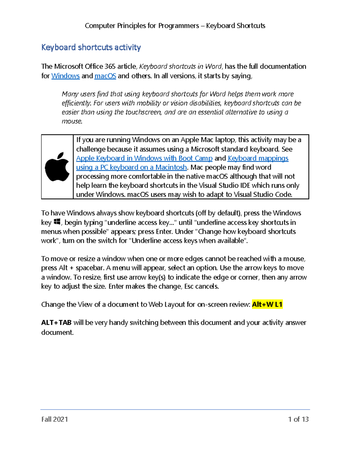 Cpr week2 shortcuts to help you more jsbfc - Keyboard shortcuts ...
