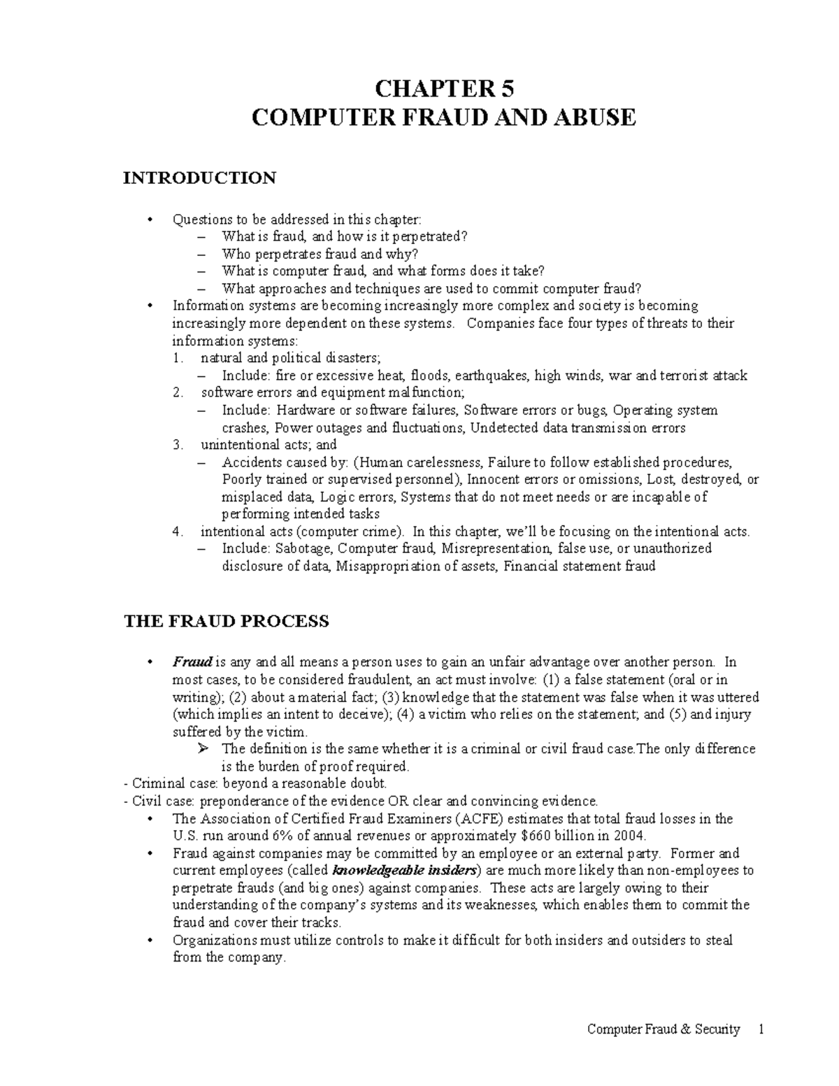 Acinsy-Chapter-5 - CHAPTER 5 COMPUTER FRAUD AND ABUSE INTRODUCTION ...