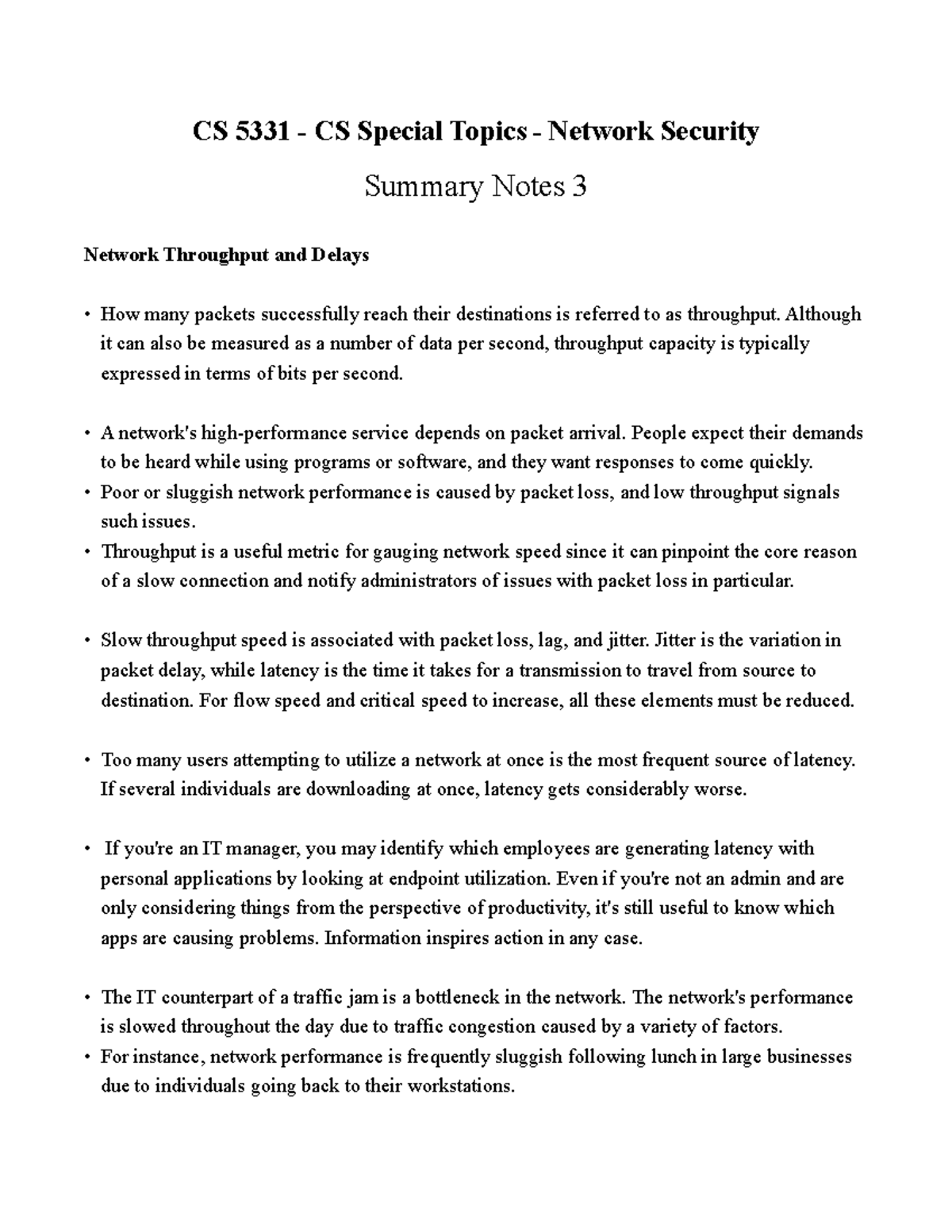 CS 5331 NS Notes Bandwidth vs Throughput - CS 5331 - CS Special Topics ...