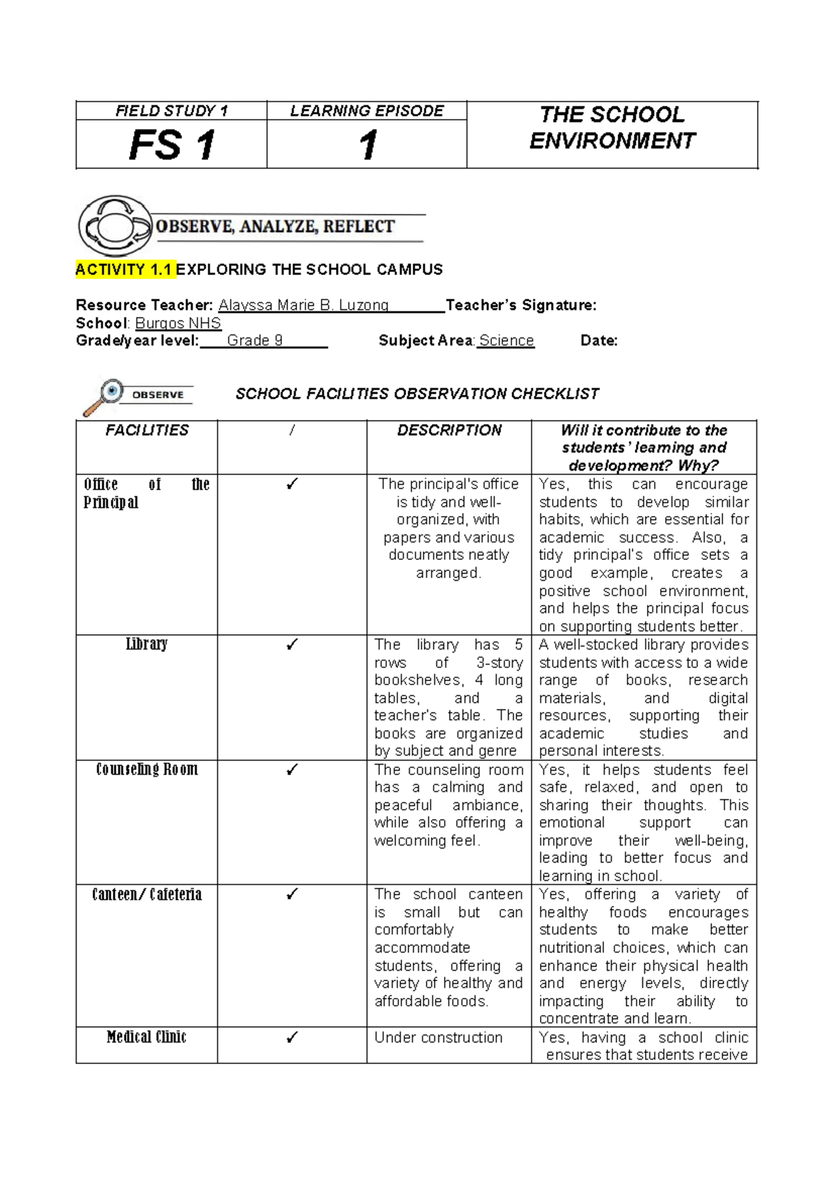 FS1 ep1 - ........................ - FIELD STUDY 1 LEARNING EPISODE THE ...