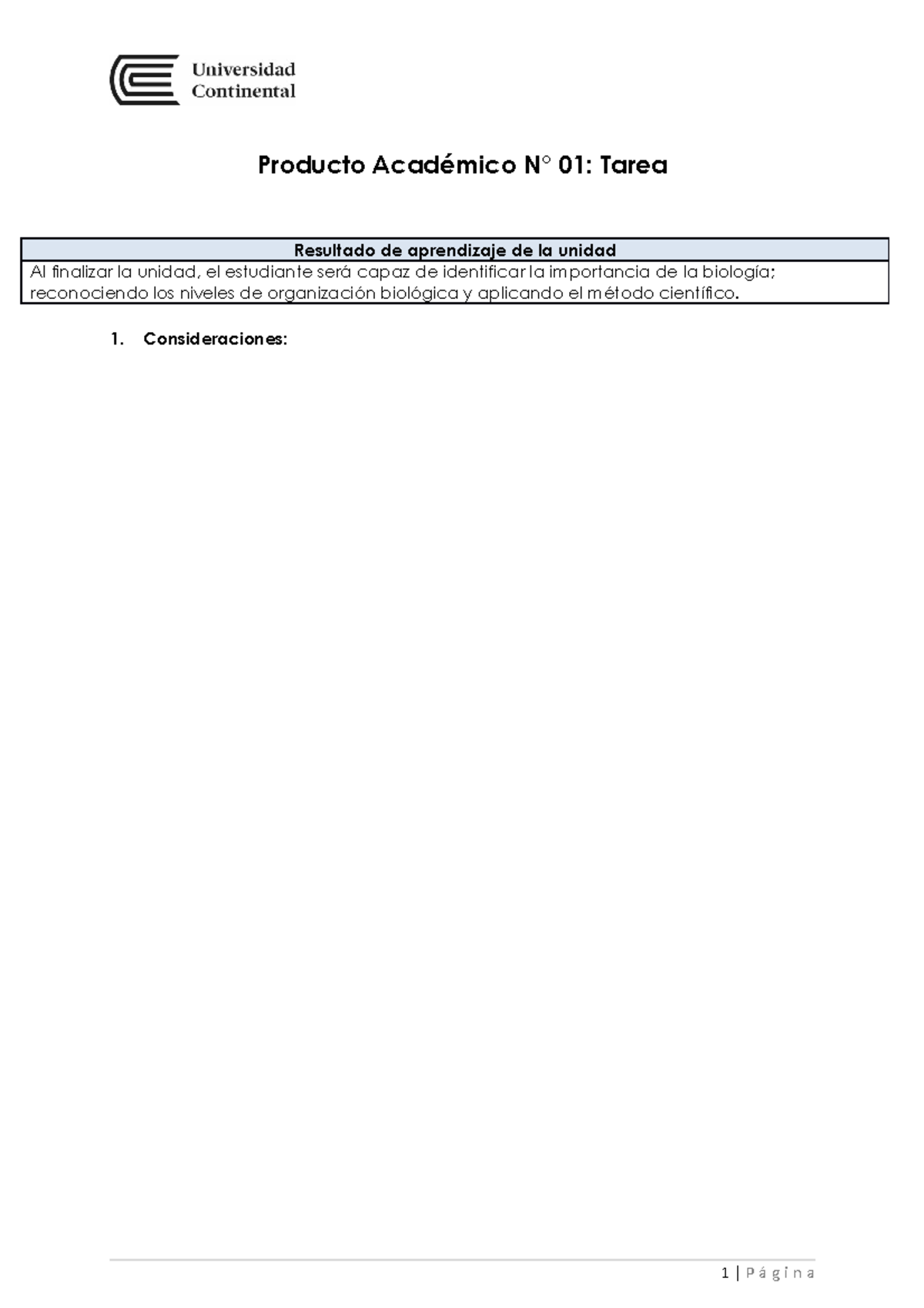 PA01- UC2022-I- BIO-SP-ACPR - Producto Académico N° 01: Tarea Resultado de aprendizaje de la ...