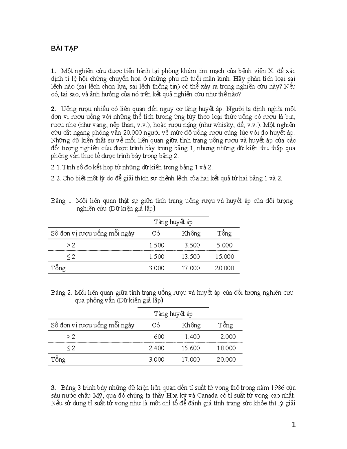 BT số đo kết hợp - Hshshs - BÀI TẬP Một nghiên cứu được tiến hành tại ...