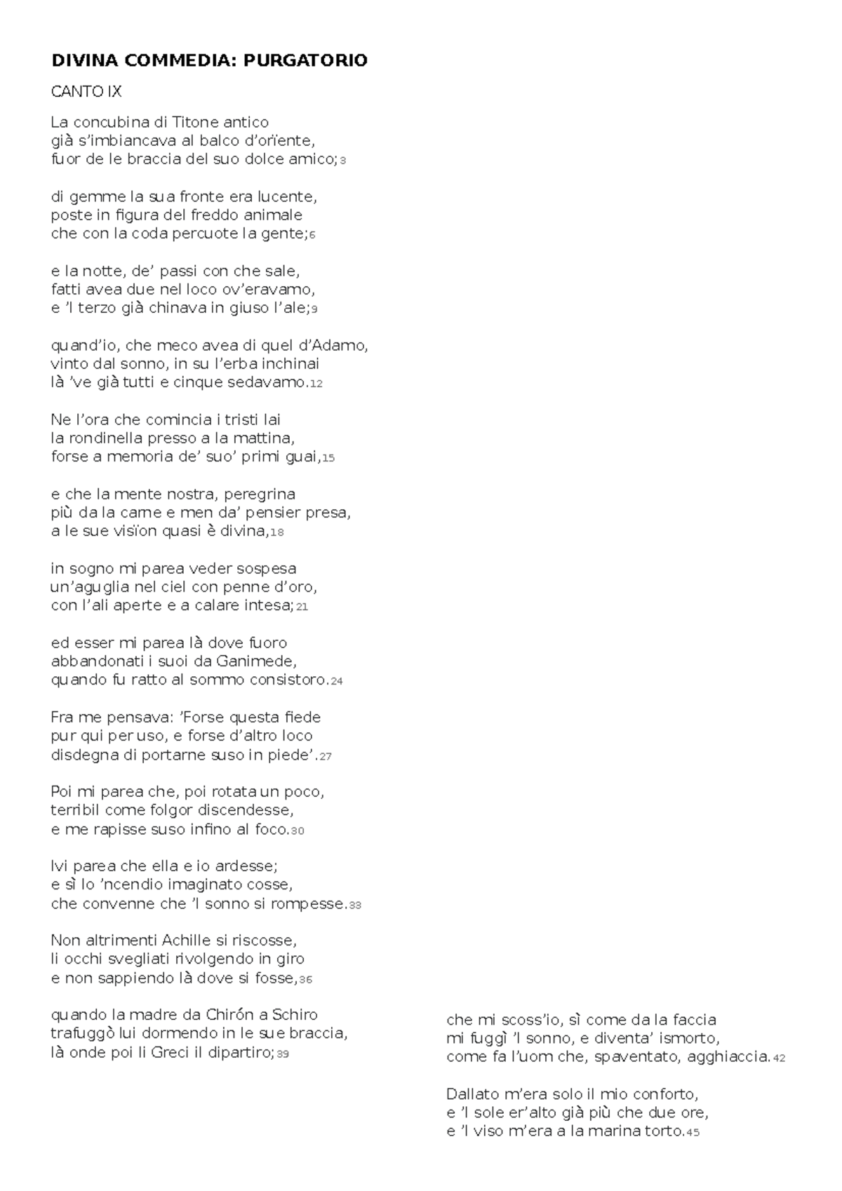 Purgatorio Canto IX testo + parafrasi + appunti - DIVINA COMMEDIA ...
