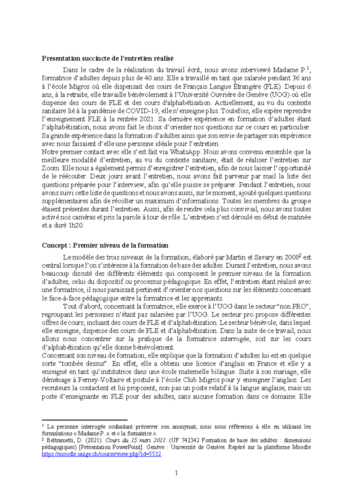 742342 juin 2021 - Présentation succincte de l’entretien réalisé Dans ...