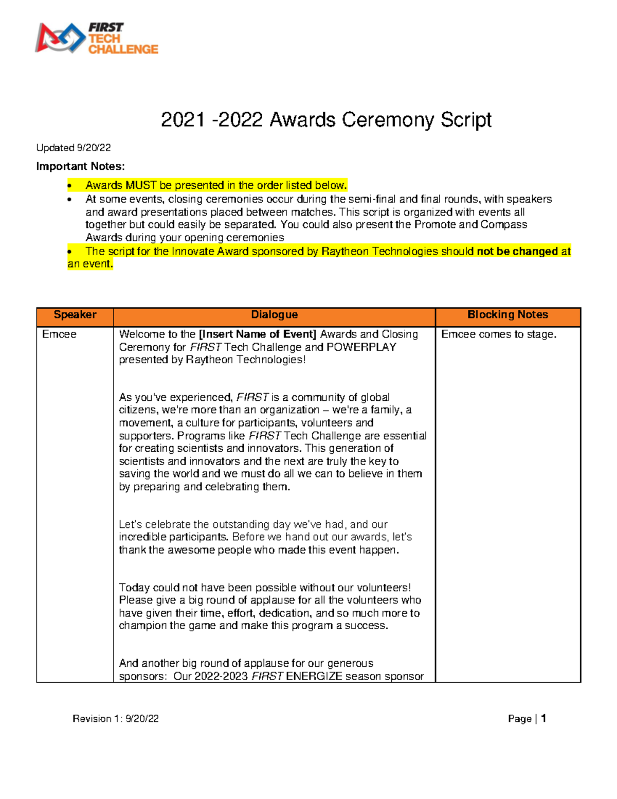 Awards-ceremony-script - 2021 -2022 Awards Ceremony Script Updated 9/20 ...