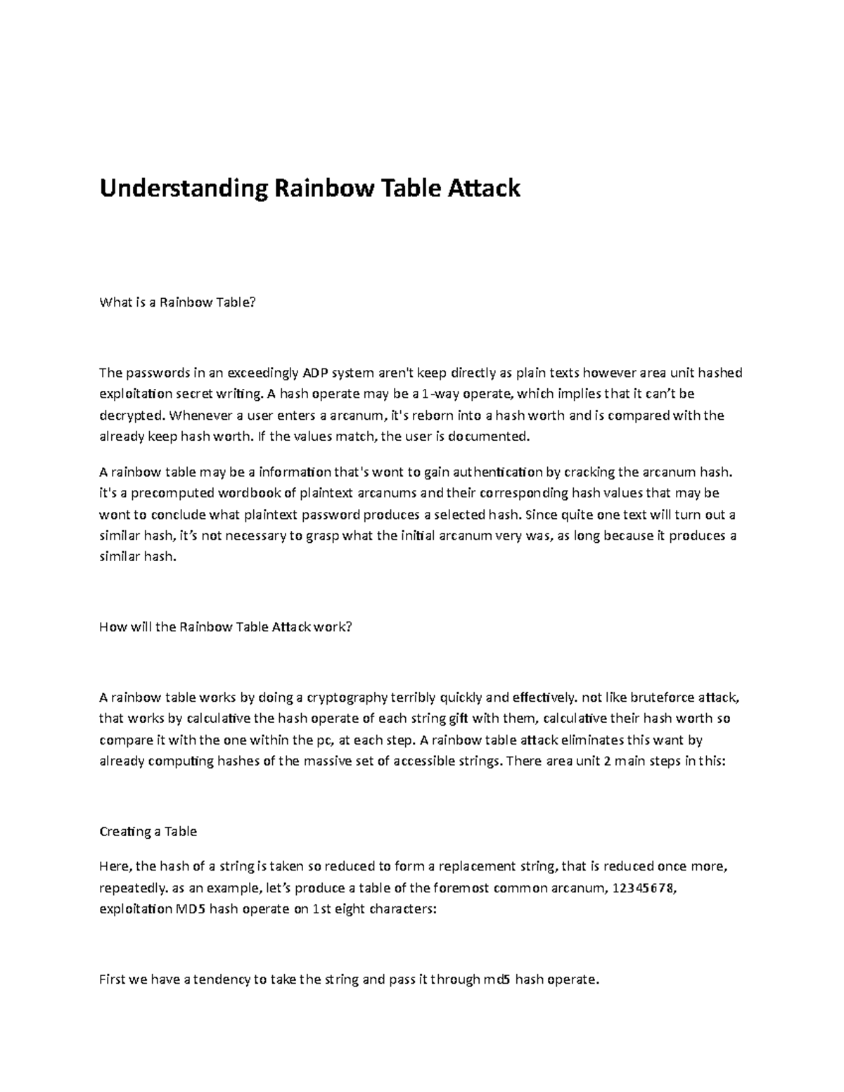 Understanding Rainbow Table Attack - A hash operate may be a 1-way ...
