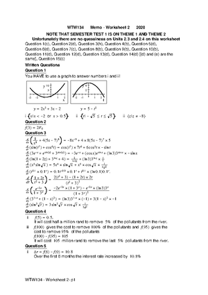 Practical worksheet - WTW 134 - UP - Studocu
